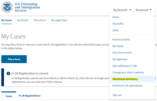 How To Reschedule Uscis Existing Biometrics Appointment